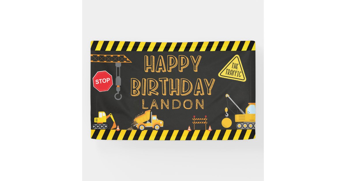 Construction Birthday Happy Birthday Banner | Zazzle