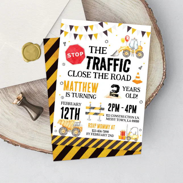 Construction Birthday Invitation Dump Truck Party Zazzle
