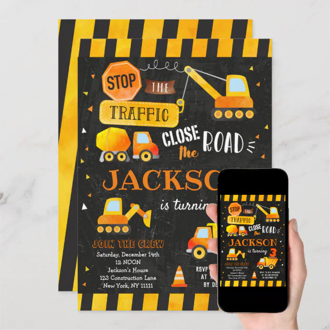 Construction Birthday Invitations | Zazzle