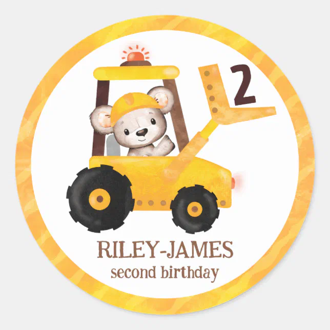 Construction Birthday Party Classic Round Sticker | Zazzle