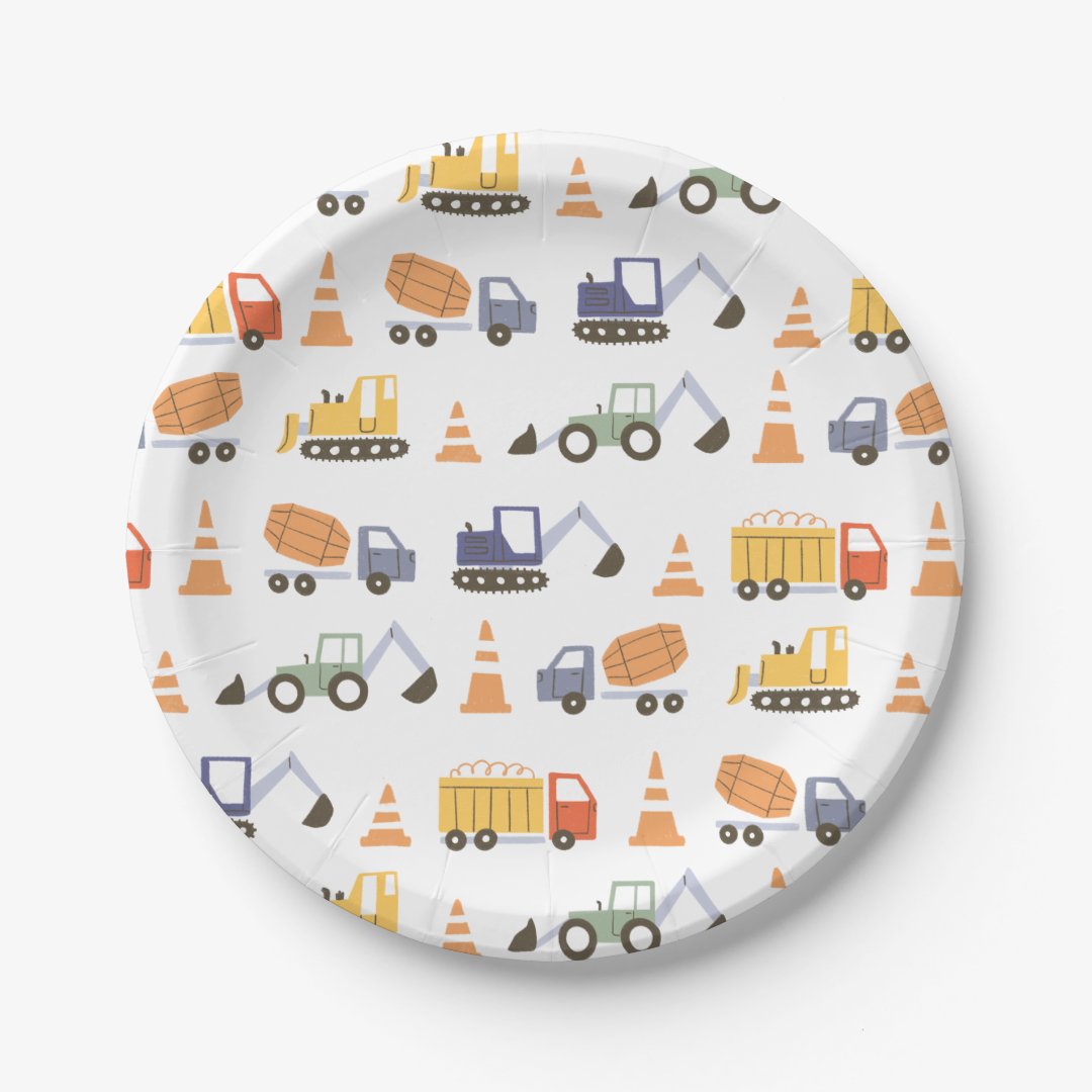 Construction Birthday Party Paper Plates | Zazzle