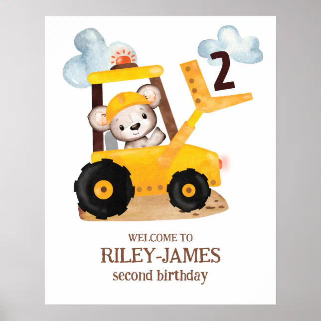 Construction Birthday Party Poster | Zazzle