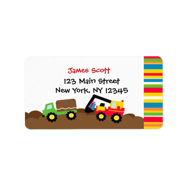 Construction Birthday Party Return Address Labels | Zazzle