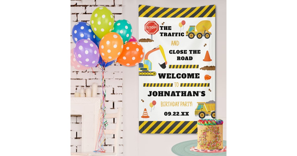 Construction Birthday Party Welcome Banner | Zazzle