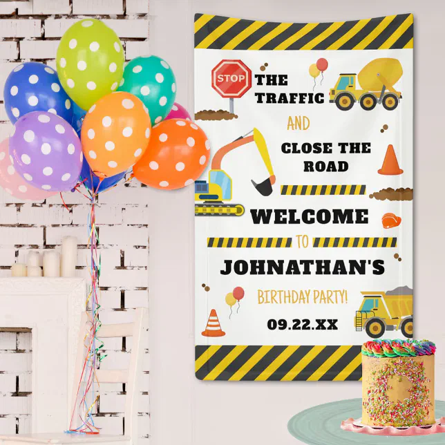 Construction Birthday Party Welcome Banner | Zazzle