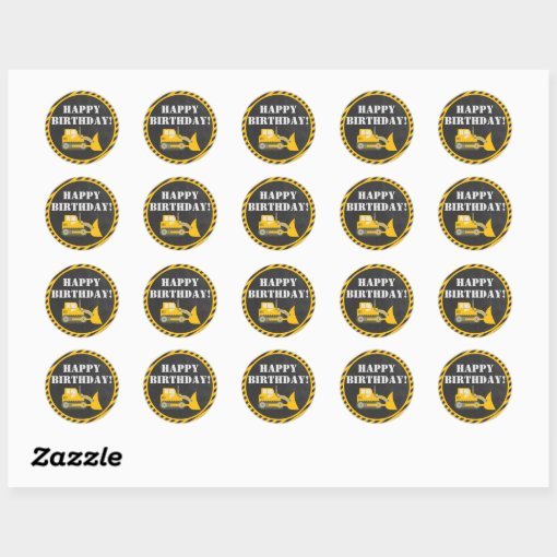 Construction Birthday Stickers | Zazzle