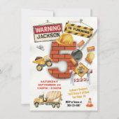Construction Birthday Turning Five Wrecking Ball Invitation | Zazzle
