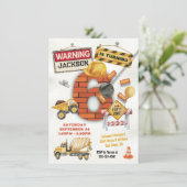 Construction Birthday Turning six Wrecking Ball Invitation | Zazzle