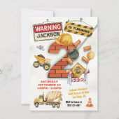 Construction Birthday Turning Two Wrecking Ball Invitation | Zazzle