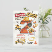 Construction Birthday Turning Two Wrecking Ball Invitation | Zazzle