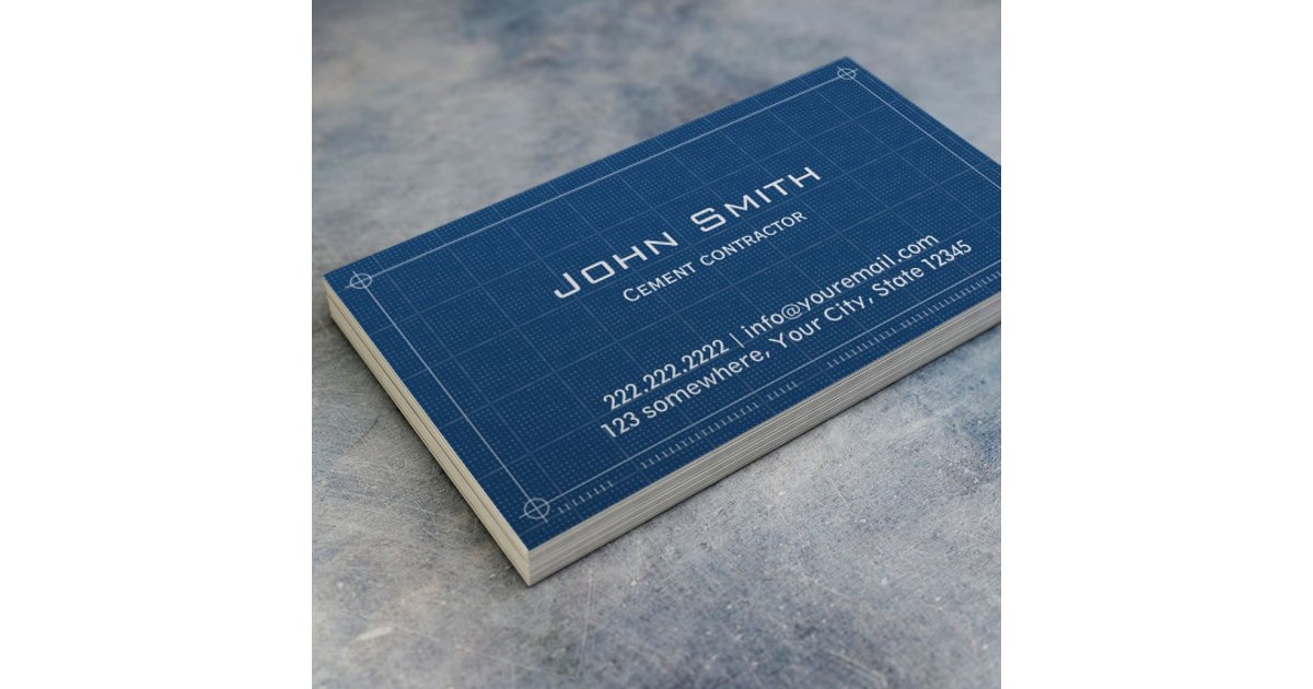 Construction Blueprint Cement Contractor Business Card | Zazzle