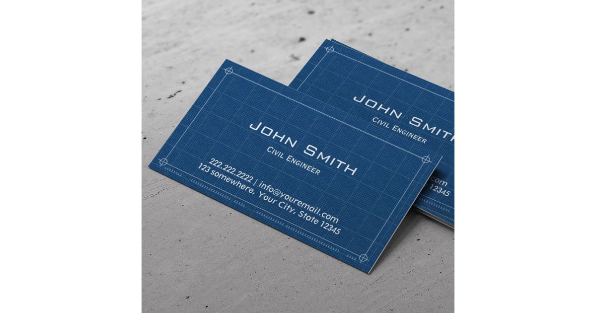 Construction Blueprint Civil Engineer Business Card | Zazzle