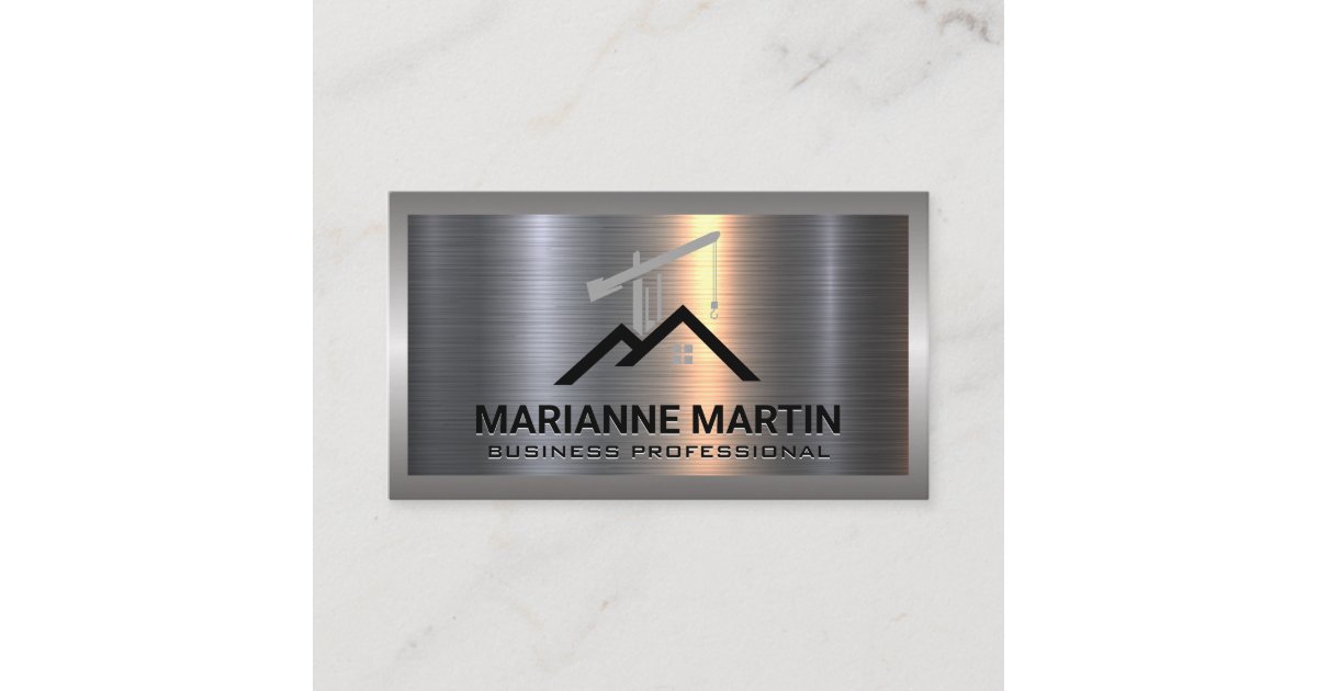 Construction Build | Metal Brushed Business Card | Zazzle