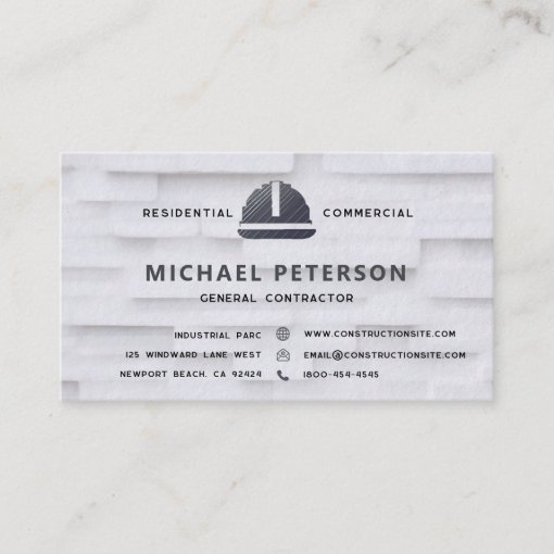 Construction Builder Developer White Brick Modern Business Card | Zazzle
