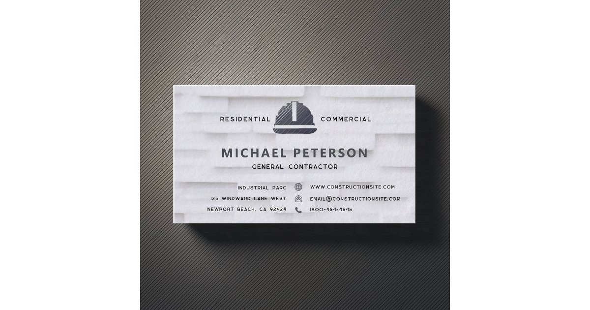 Construction Builder Developer White Brick Modern Business Card | Zazzle