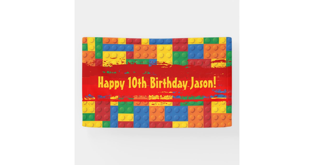 Construction Building Blocks Birthday Banner | Zazzle