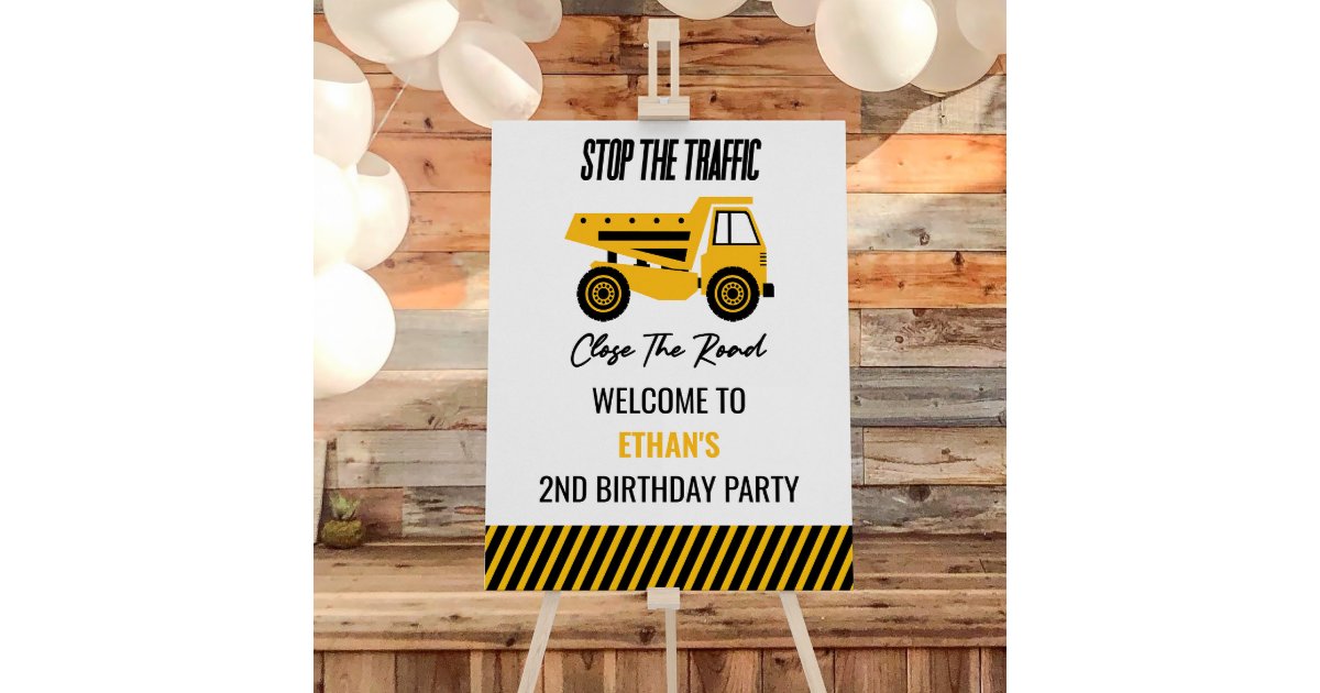 Construction Bulldozer Birthday Party Welcome Sign | Zazzle