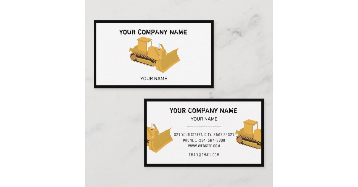 Construction Bulldozer Contractor Business Card | Zazzle