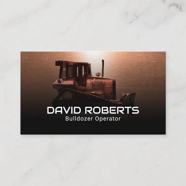 Construction Bulldozer Plant Operator Copper Business Card | Zazzle