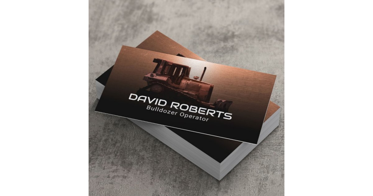 Construction Bulldozer Plant Operator Copper Business Card | Zazzle
