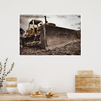 Construction Bulldozer Poster | Zazzle