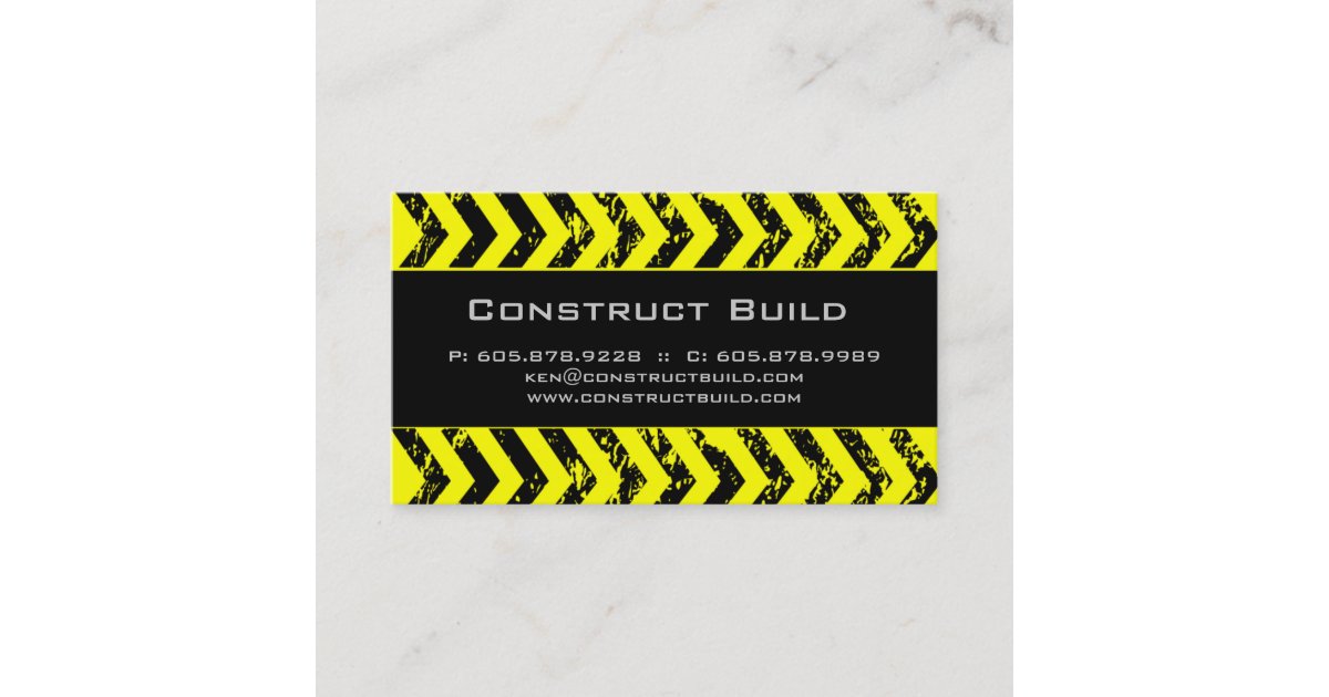 Construction Business Card Grunge yellow black | Zazzle