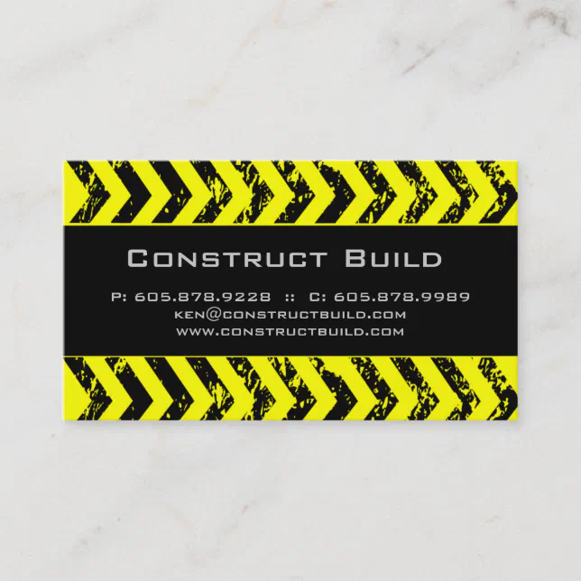 Construction Business Card Grunge yellow black | Zazzle