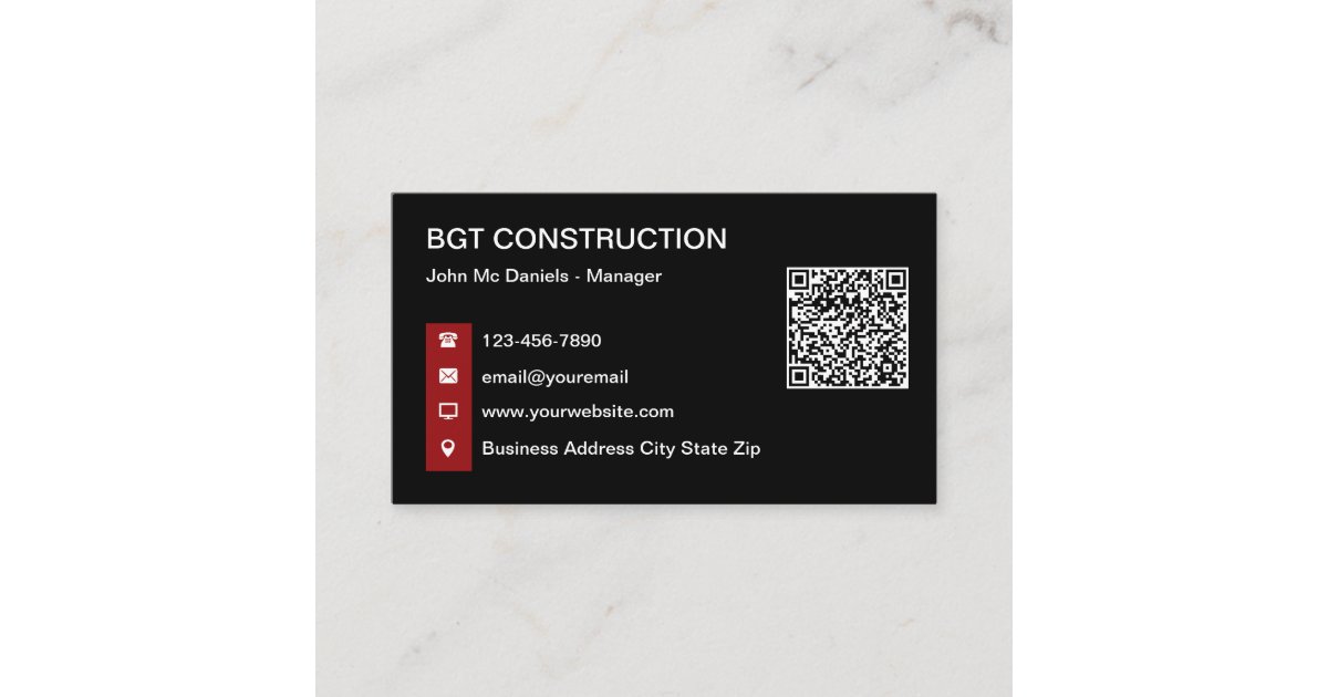 Construction Business Cards With QR Code Template | Zazzle
