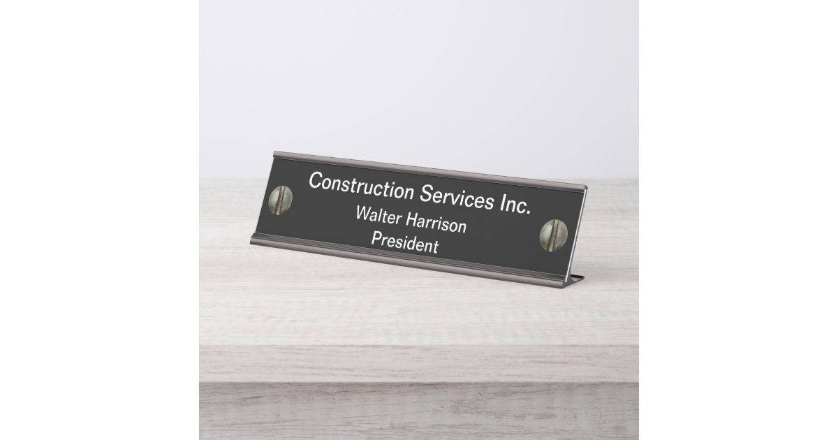 Construction Business Desk Plaque Desk Name Plate | Zazzle