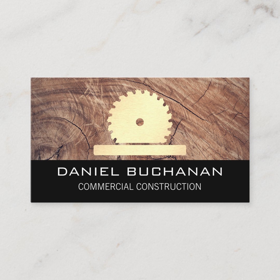 Construction / Buzz Saw / Wood Grain Business Card | Zazzle