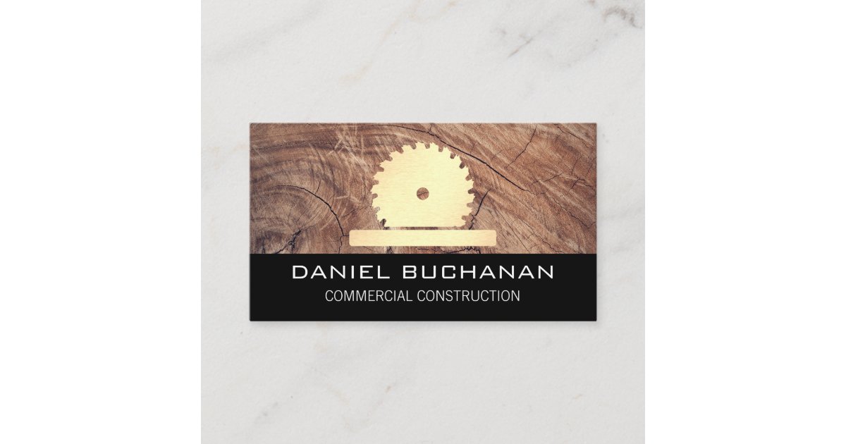 Construction / Buzz Saw / Wood Grain Business Card | Zazzle