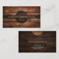 Construction Carpenter Wooden dark rustic timber Business Card | Zazzle