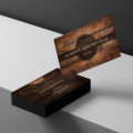 Construction Carpenter Wooden dark rustic timber Business Card | Zazzle