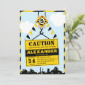 Construction Caution Sign Boy Birthday Party Invitation | Zazzle