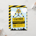 Construction Caution Sign Boy Birthday Party Invitation | Zazzle
