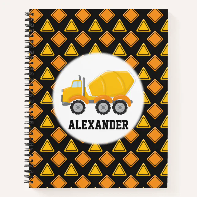 Construction Cement Mixer Truck Vehicle School Notebook | Zazzle