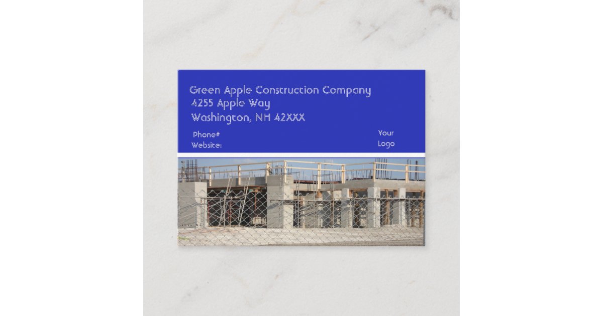 Construction Company Blue Business Card | Zazzle