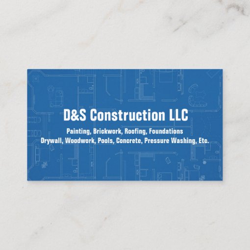 Construction Company Blueprint Business Card | Zazzle