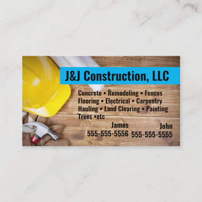 Construction Company Business Card | Zazzle
