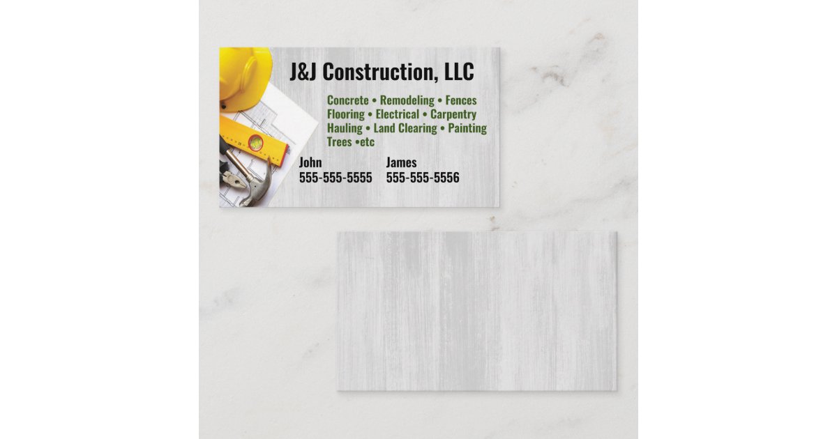 Construction Company Business Card | Zazzle