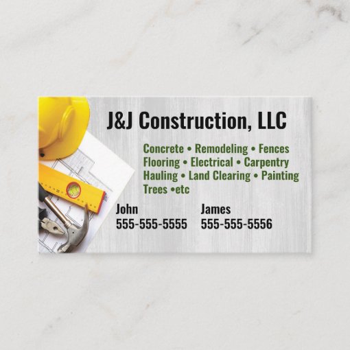 Construction Company Business Card | Zazzle