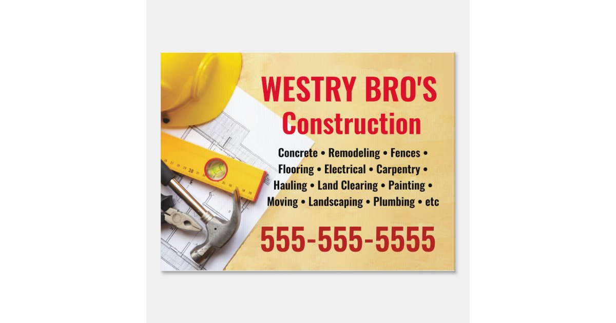 Construction Company Yard Sign | Zazzle