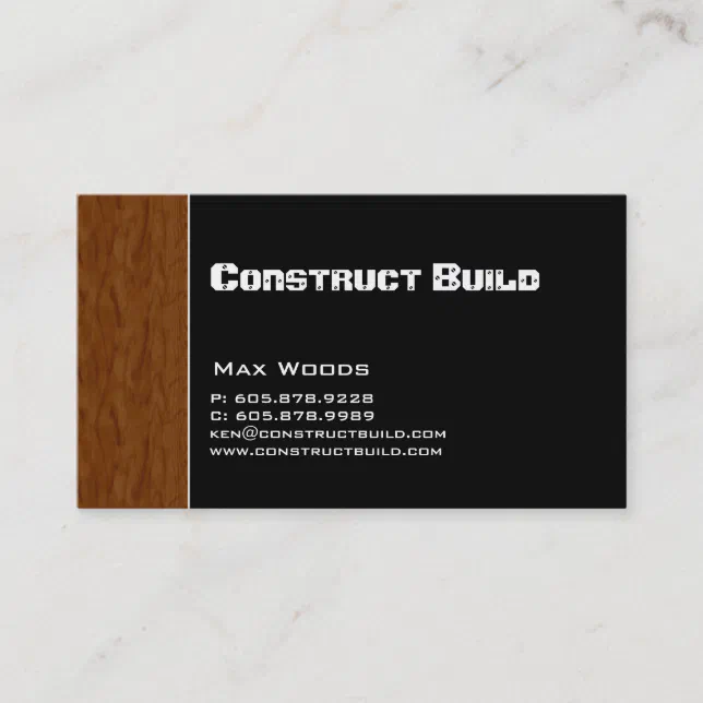 Construction Contractor Business Card Wood | Zazzle