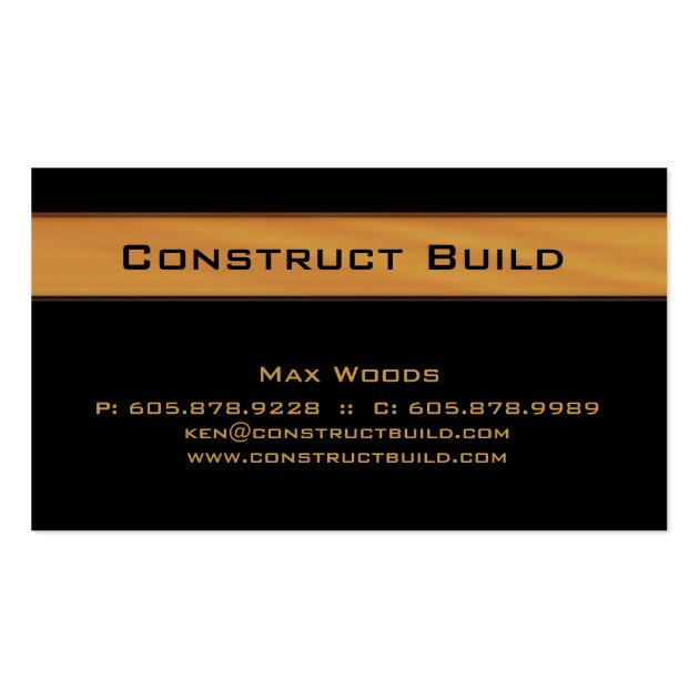 Construction Contractor Business Card Wood Grain 2
