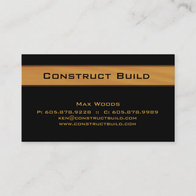 Construction Contractor Business Card Wood Grain 2 | Zazzle