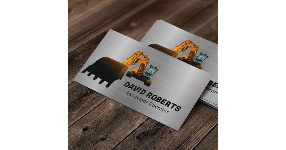 Construction Contractor Excavator Operator Metal Business Card | Zazzle