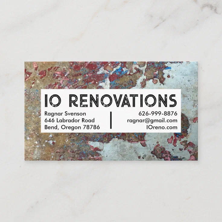 Construction Contractor Handyman Paint Texture Business Card | Zazzle