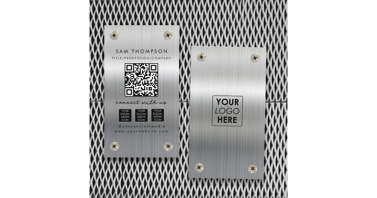 Construction Contractor Logo QR Code Social Business Card | Zazzle