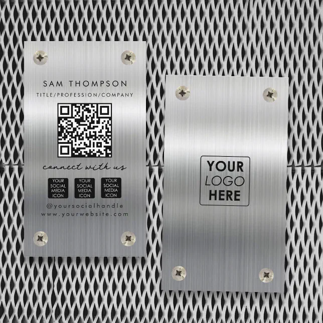 Construction Contractor Logo QR Code Social Business Card | Zazzle