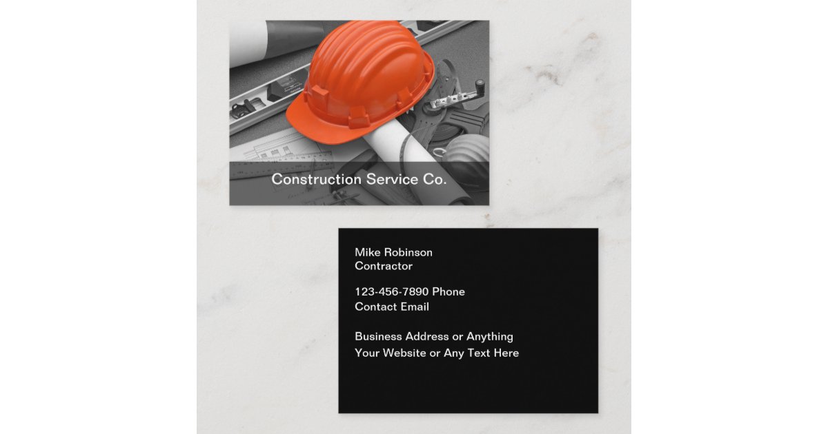 Construction Contractor Modern Business Cards | Zazzle